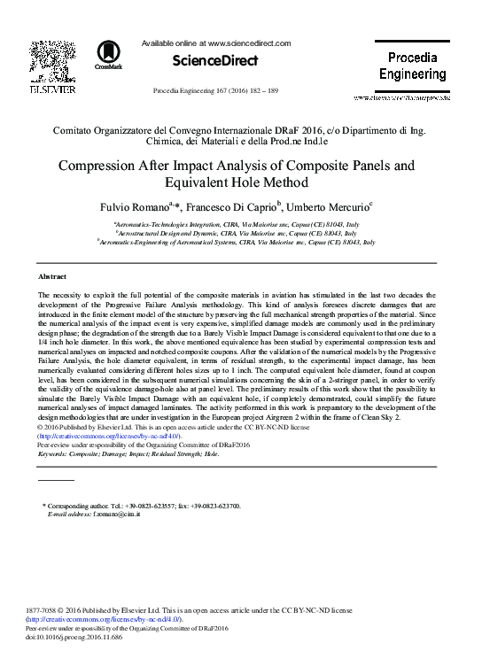 (PDF) Compression after Impact Analysis of Composite Panels and Equivalent Hole Method