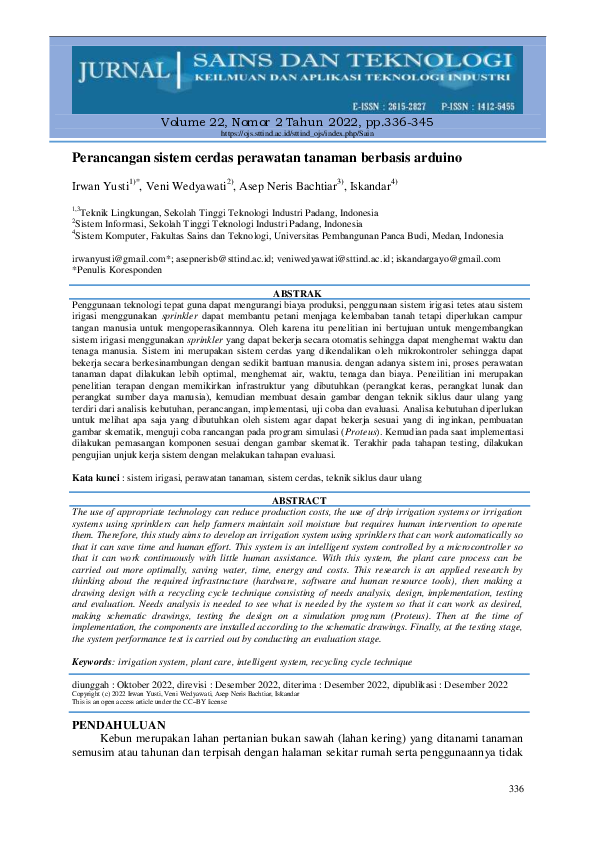 (PDF) Perancangan Sistem Cerdas Perawatan Tanaman Berbasis Arduino | Irwan Yusti - Academia.edu