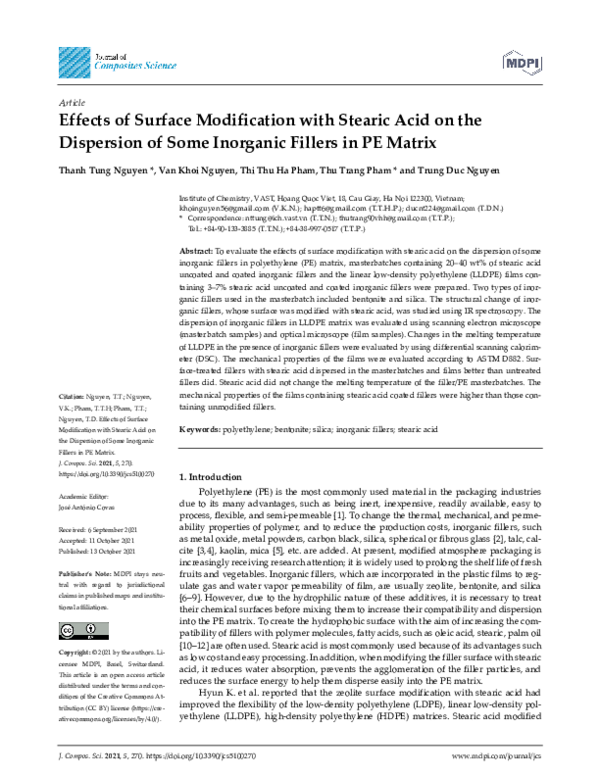 (PDF) Effects of Surface Modification with Stearic Acid on the ...