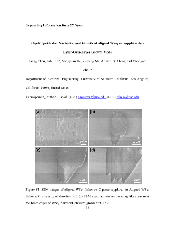 (PDF) Step-Edge-Guided Nucleation and Growth of Aligned WSe2 on Sapphire via a Layer-over-Layer ...