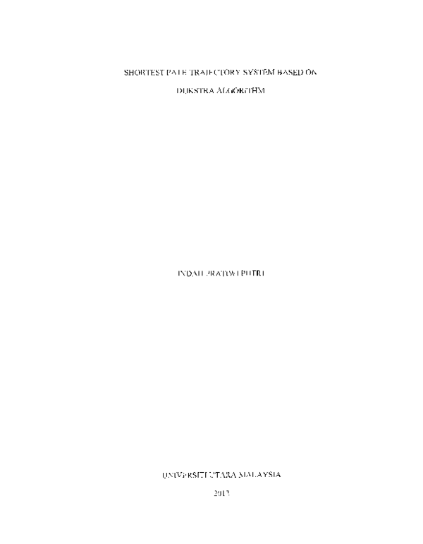 Pdf Shortest Path Trajectory System Based On Dijkstra Algorithm