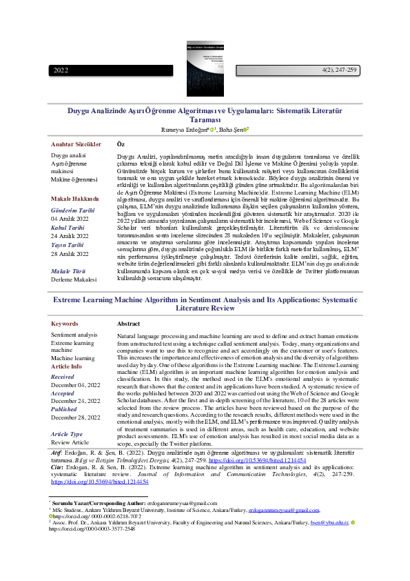 Pdf Extreme Learning Machine Algorithm In Sentiment Analysis And Its Applications Systematic
