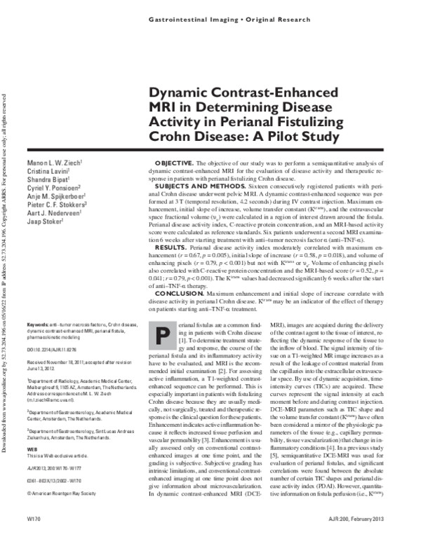 (PDF) Dynamic Contrast-Enhanced MRI in Determining Disease Activity in Perianal Fistulizing ...
