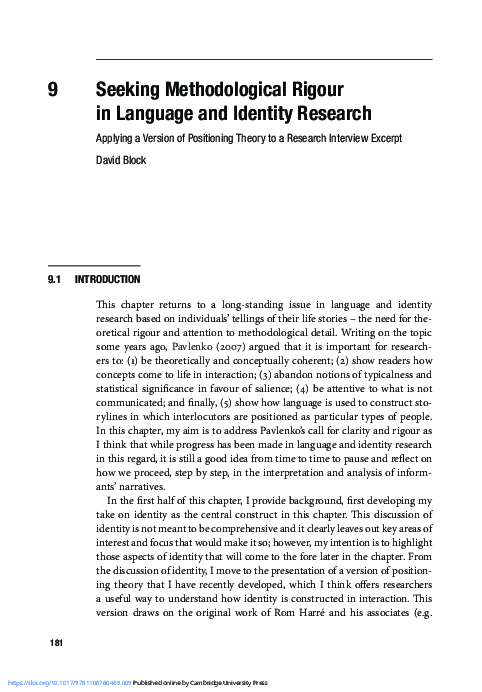 (PDF) BLOCK 2022 Seeking Methodological Rigour in Language and Identity ...