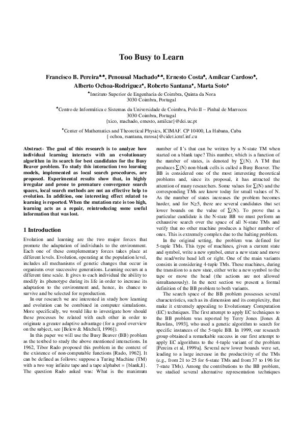 (PDF) Too busy to learn | Penousal Machado - Academia.edu