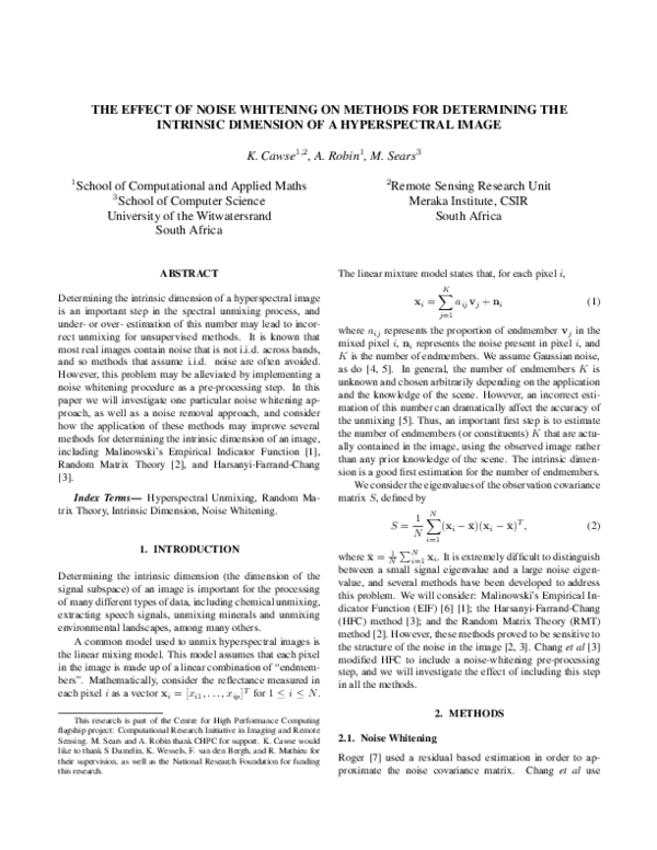 (PDF) The effect of noise whitening on methods for determining the intrinsic dimension of a ...