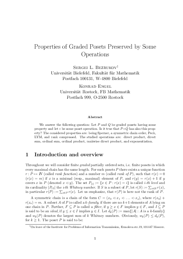 (PDF) Properties of Graded Posets Preserved by Some Operations