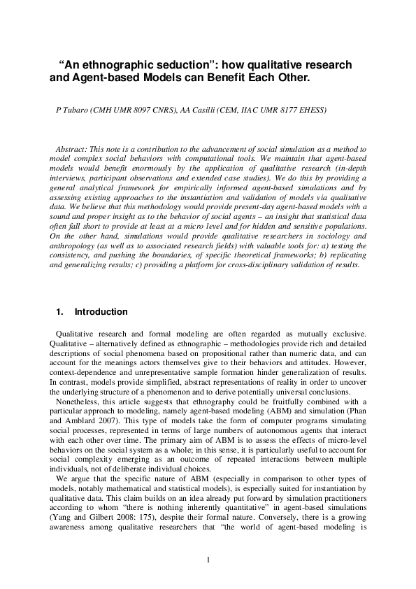 (PDF) ‘‘An Ethnographic Seduction’’: How Qualitative Research and Agent-based Models can Benefit ...