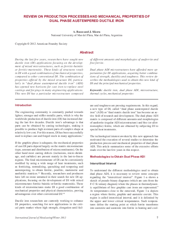 (PDF) Review on Production Processes and Mechanical Properties of Dual Phase Austempered Ductile ...