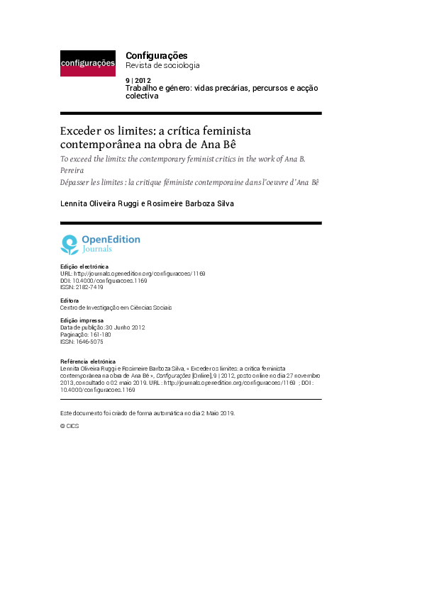 (PDF) Exceder os limites: a crítica feminista contemporânea na obra de ...
