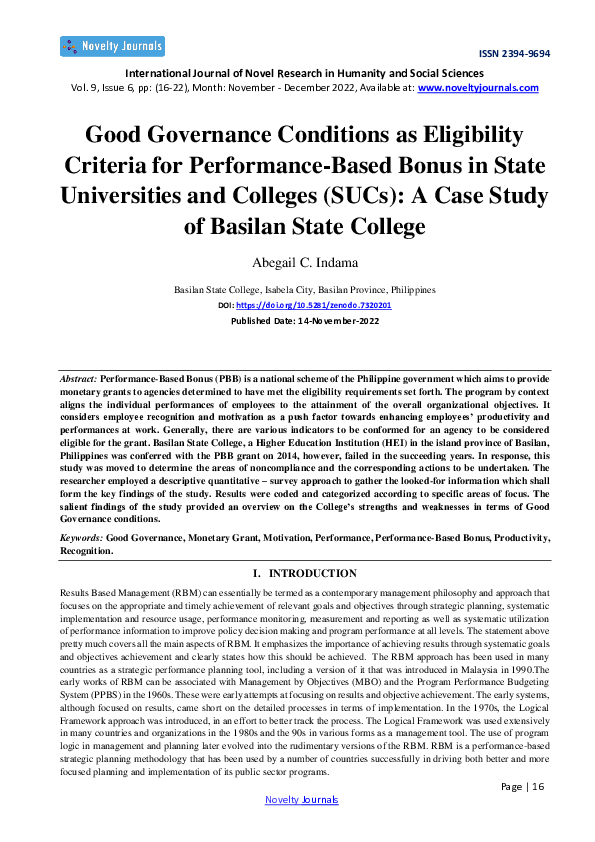 (PDF) Good Governance Conditions as Eligibility Criteria for ...