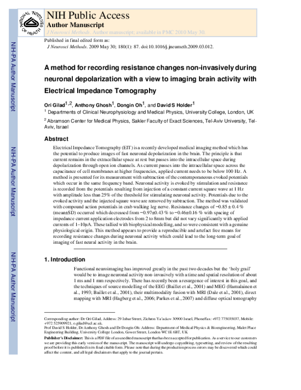 (PDF) Non-invasive EIT for Neuronal Activity Imaging