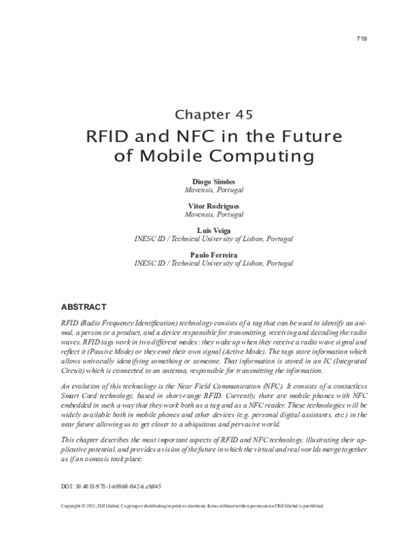 (PDF) RFID and NFC in the Future of Mobile Computing