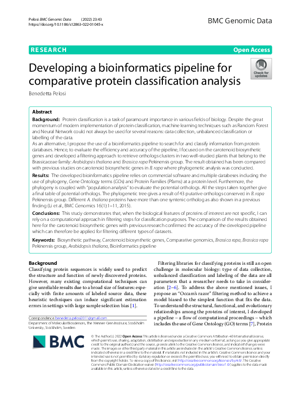 Developing A Bioinformatics Pipeline For Comparative Protein Classification Analysis