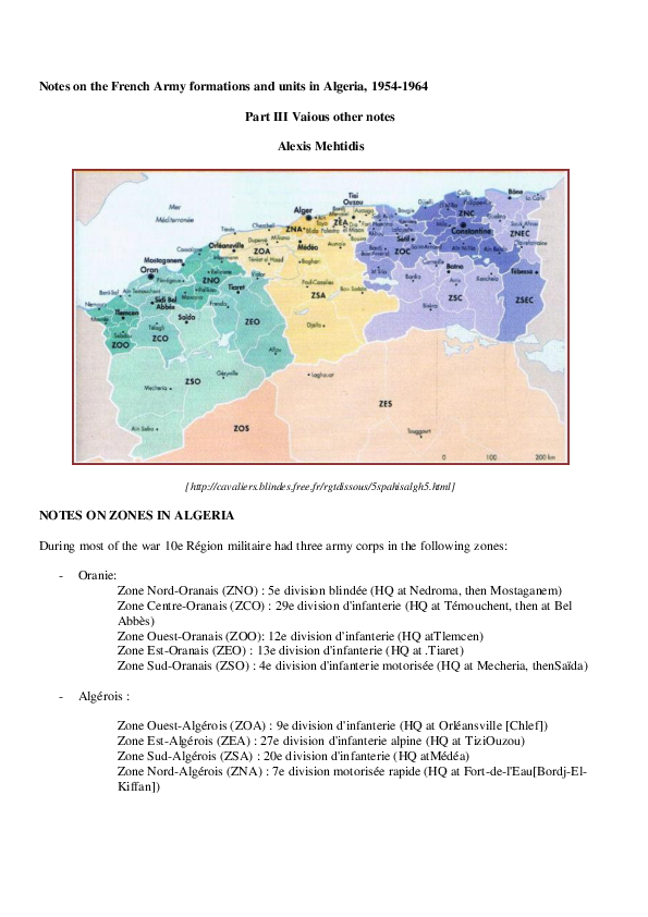 (PDF) Notes on the French Army formations and units in Algeria, 1954 ...