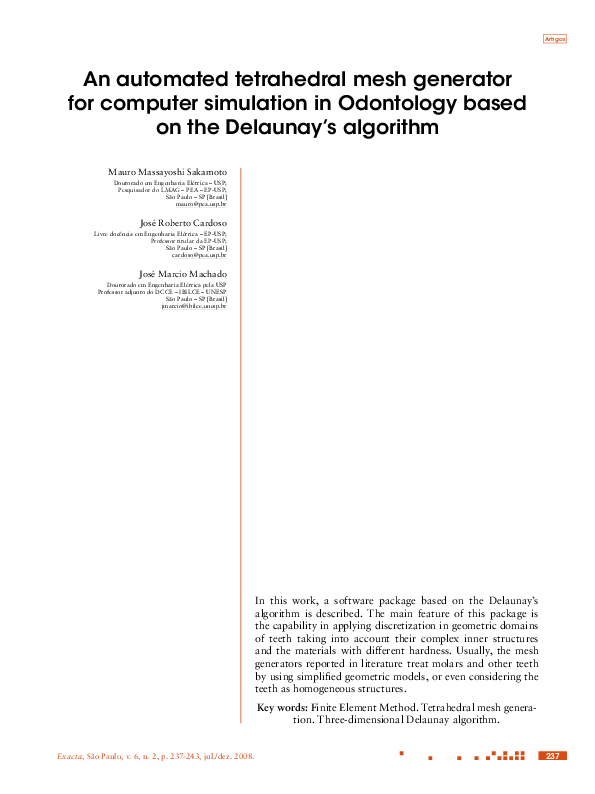 (PDF) An automated tetrahedral mesh generator for computer simulation in Odontology based on the ...
