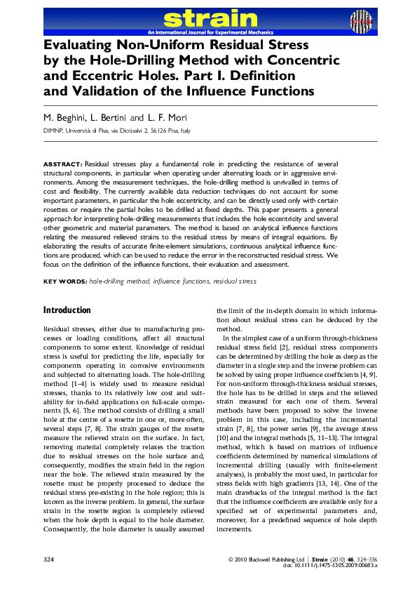 (PDF) Evaluating Non-Uniform Residual Stress by the Hole-Drilling Method with Concentric and ...