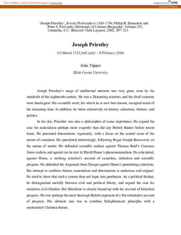 (PDF) Joseph Priestley | Alan Tapper - Academia.edu
