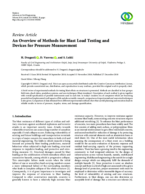 (PDF) An Overview of Methods for Blast Load Testing and Devices for ...
