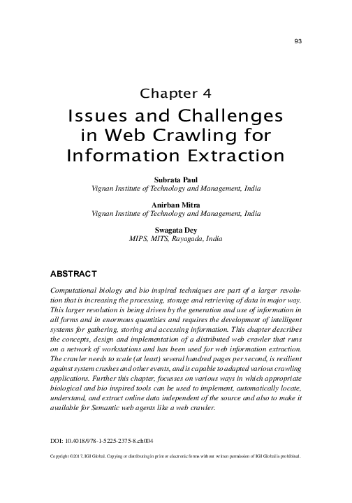(PDF) Issues and Challenges in Web Crawling for Information Extraction