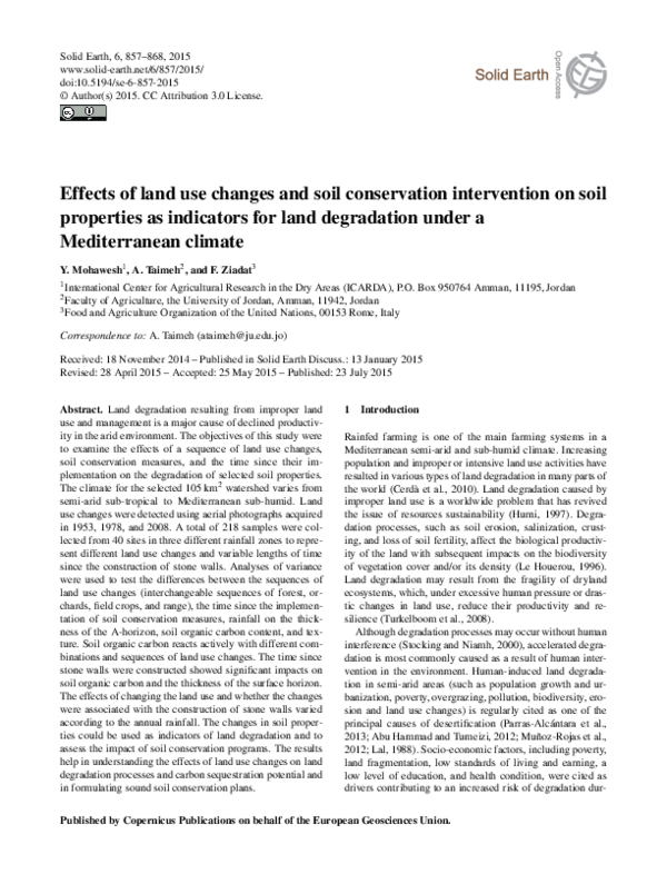 (PDF) Effects of land use changes and soil conservation intervention on ...
