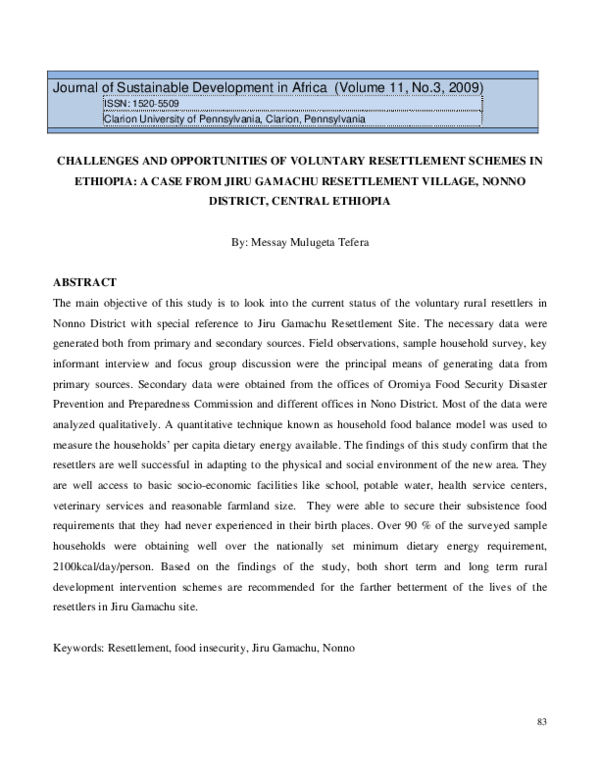 (PDF) Challenges and Opportunities of Voluntary Resettlement Schemes in ...