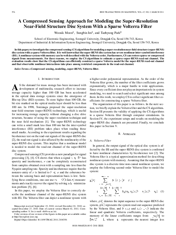 (PDF) A Compressed Sensing Approach for Modeling the Super-Resolution Near-Field Structure Disc ...