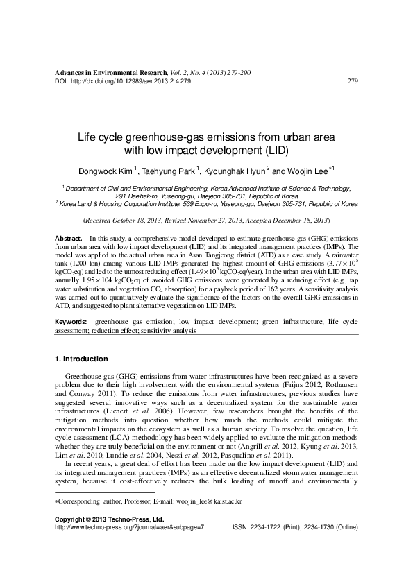 (PDF) Life cycle greenhouse-gas emissions from urban area with low ...