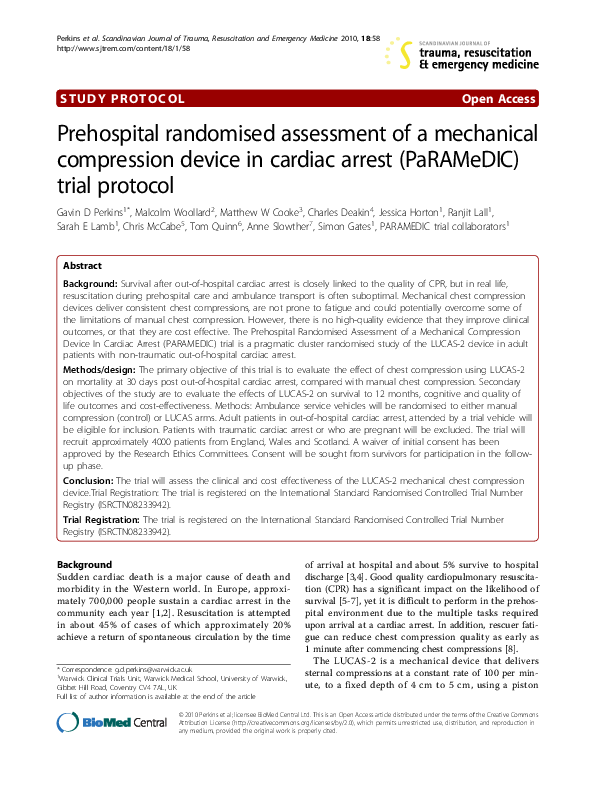 (PDF) Prehospital randomised assessment of a mechanical compression ...