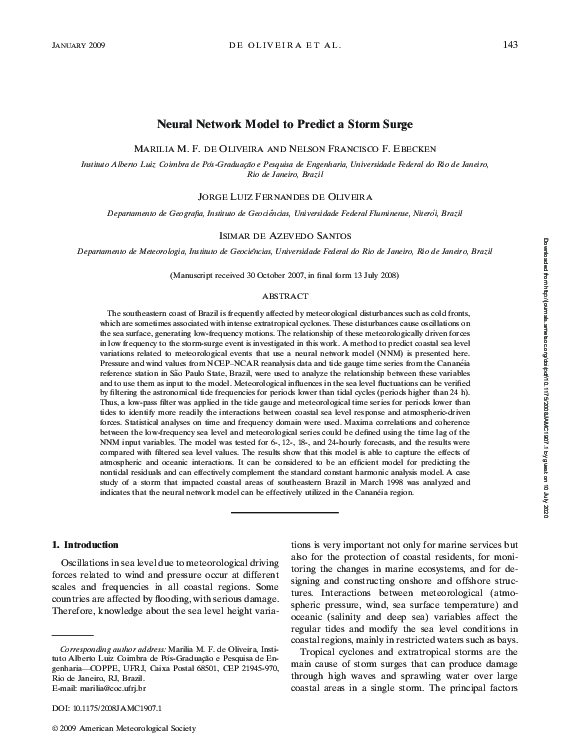 (PDF) Neural Network Model to Predict a Storm Surge | Nelson F R A N C I S C O F A V I L L A ...