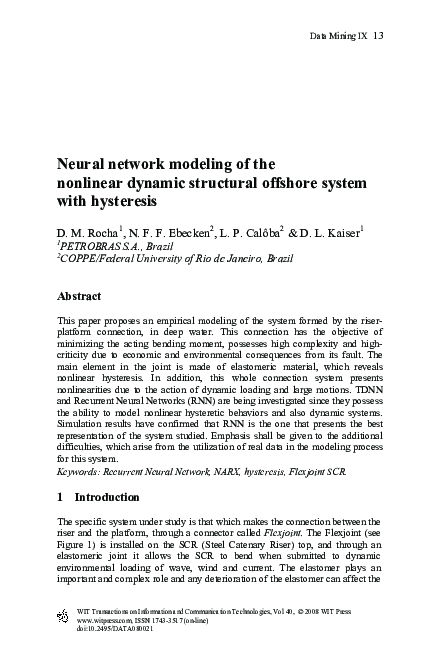 Pdf Neural Network Modeling Of The Nonlinear Dynamic Structural Offshore System With Hysteresis 3392