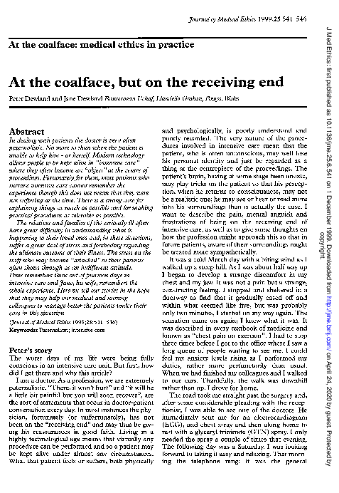 (PDF) At the coalface, but on the receiving end