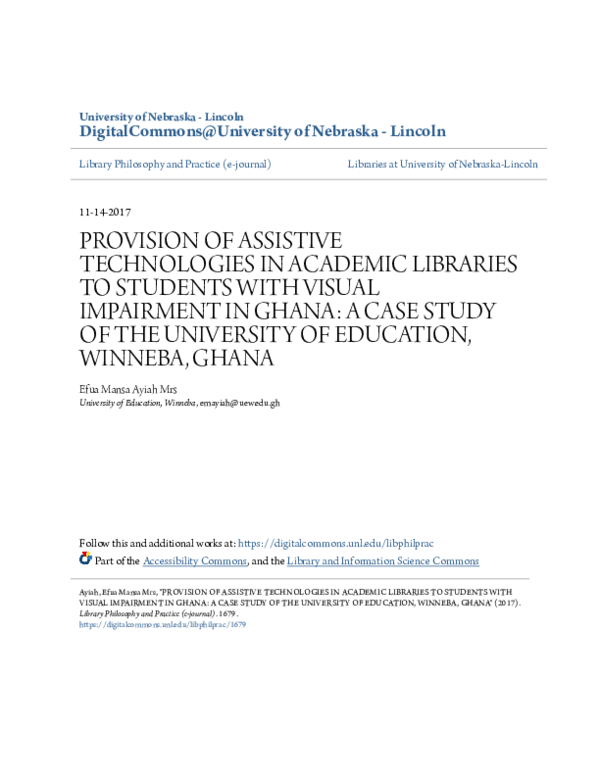 (PDF) Provision of Assistive Technologies in Academic Libraries to ...
