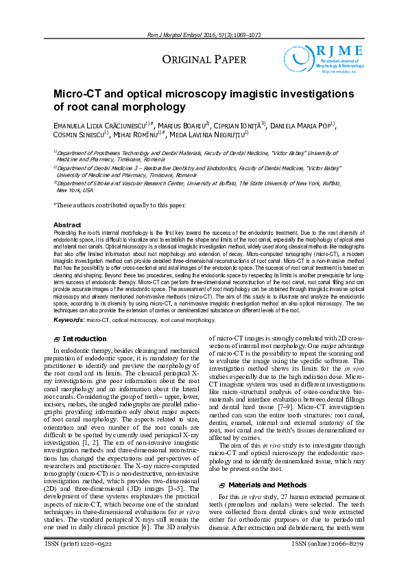 (PDF) Micro-CT and optical microscopy imagistic investigations of root ...