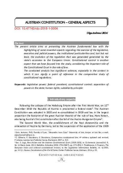 (PDF) Austrian Constitution - general aspects