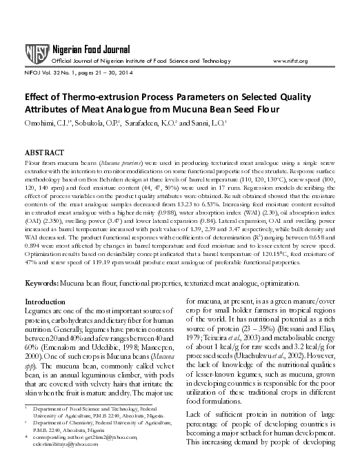 Pdf Effect Of Thermo Extrusion Process Parameters On Selected Quality Attributes Of Meat
