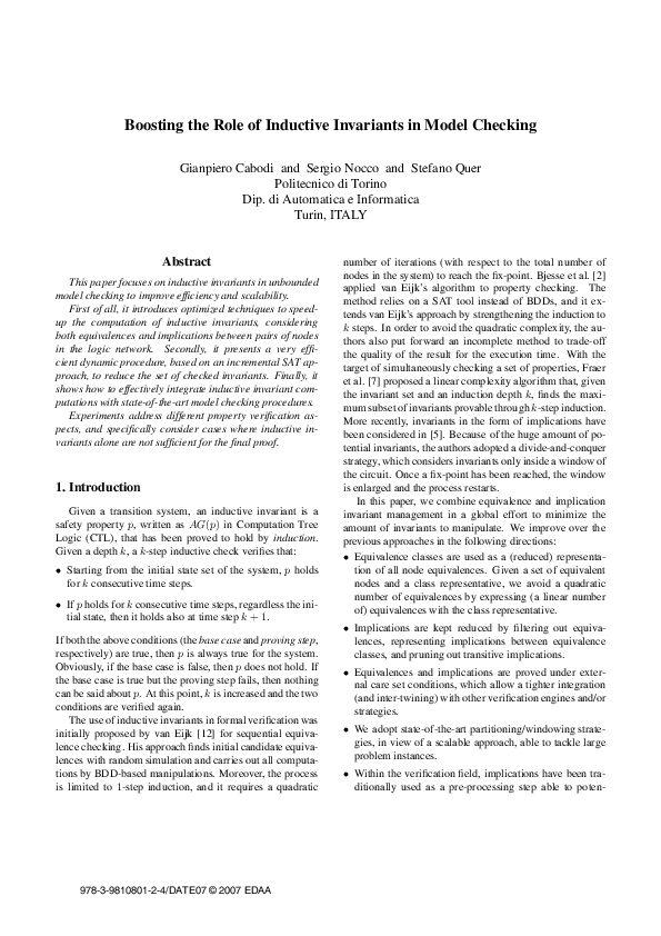 (PDF) Enhancing Model Checking with Inductive Invariants Techniques