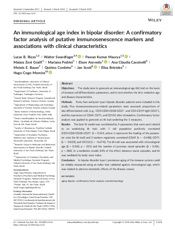 (PDF) An immunological age index in bipolar disorder: A confirmatory ...