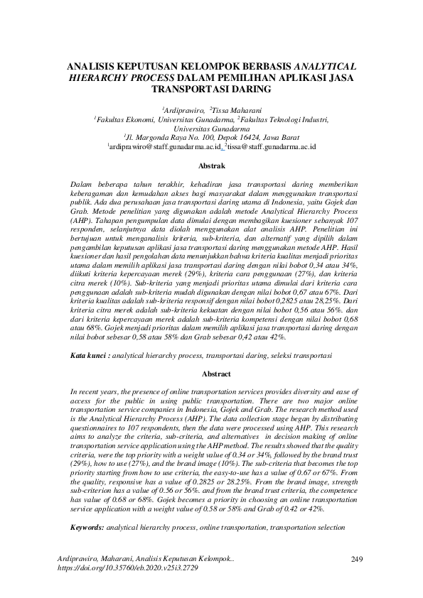 (PDF) Analisis Keputusan Kelompok Berbasis Analytical Hierarchy Process ...