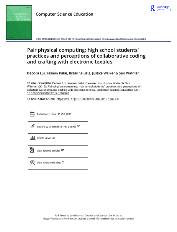 (PDF) Pair physical computing: high school students’ practices and perceptions of collaborative ...