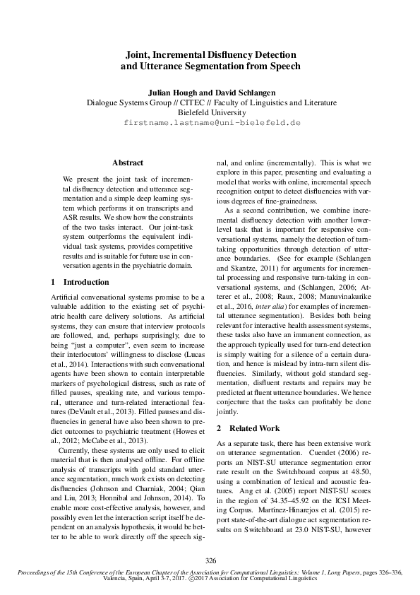 Pdf Joint Incremental Disfluency Detection And Utterance Segmentation From Speech Julian