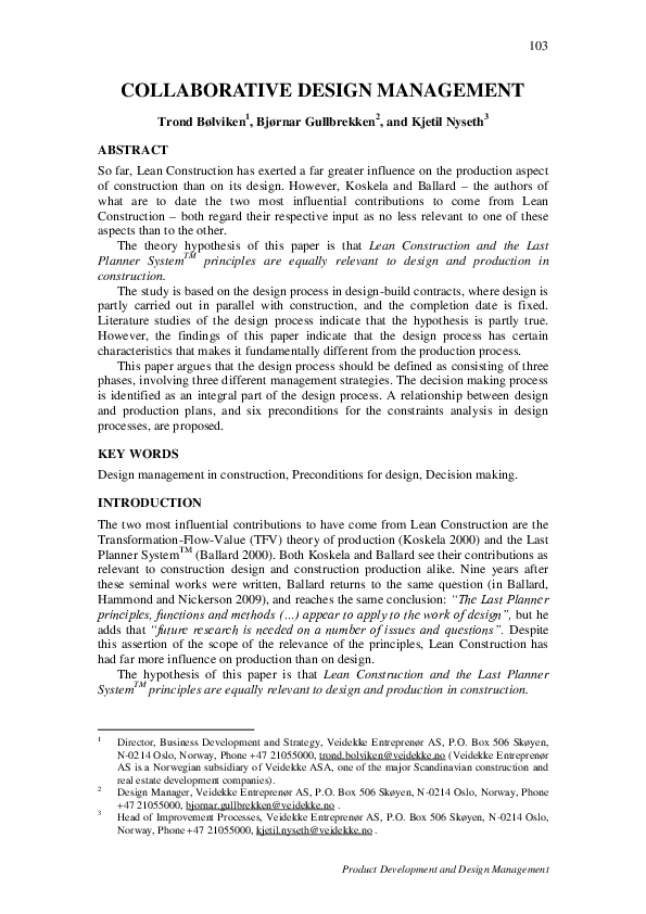 (PDF) Collaborative Design Management