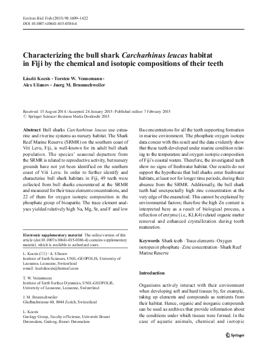 (PDF) Characterizing the bull shark Carcharhinus leucas habitat in Fiji ...