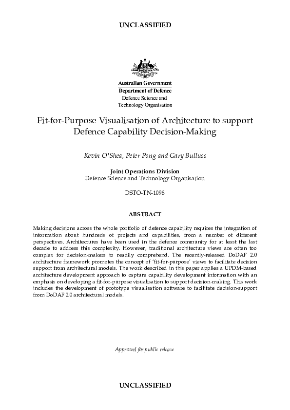 (PDF) Fit-for-Purpose Visualisation of Architecture to Support Defence ...