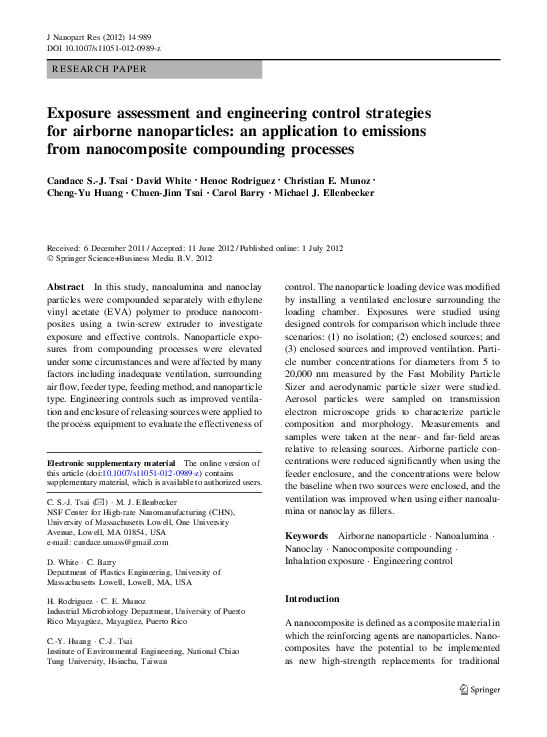 (PDF) Exposure assessment and engineering control strategies for ...