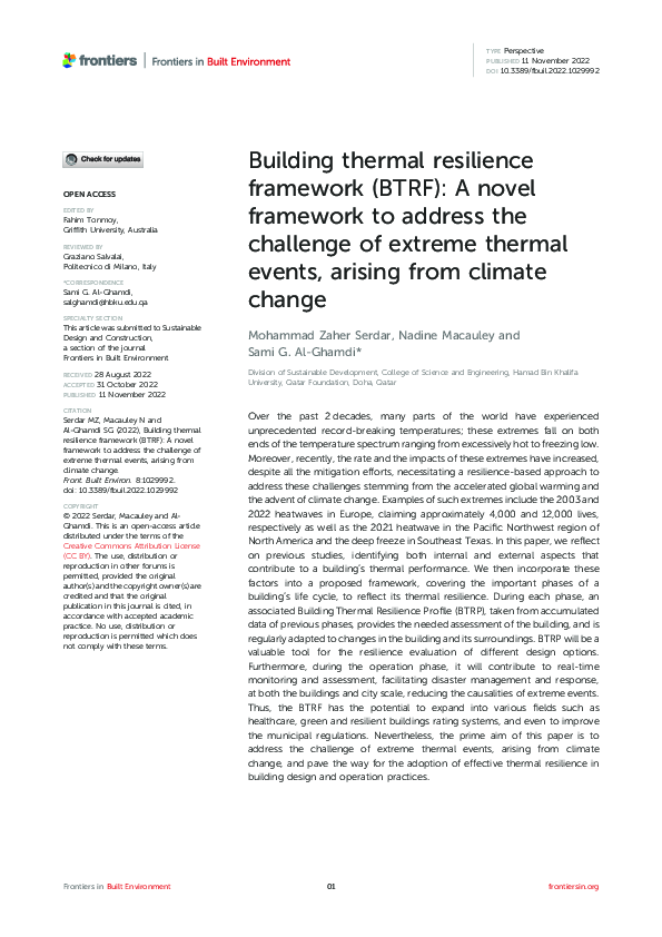 (PDF) Building thermal resilience framework (BTRF): A novel framework ...