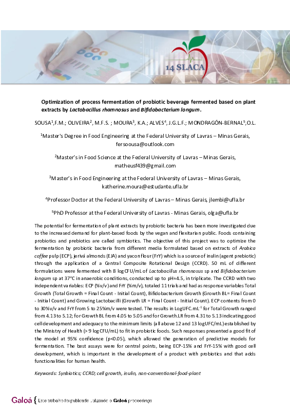 Pdf Optimization Of Process Fermentation Of Probiotic Beverage Fermented Based On Plant