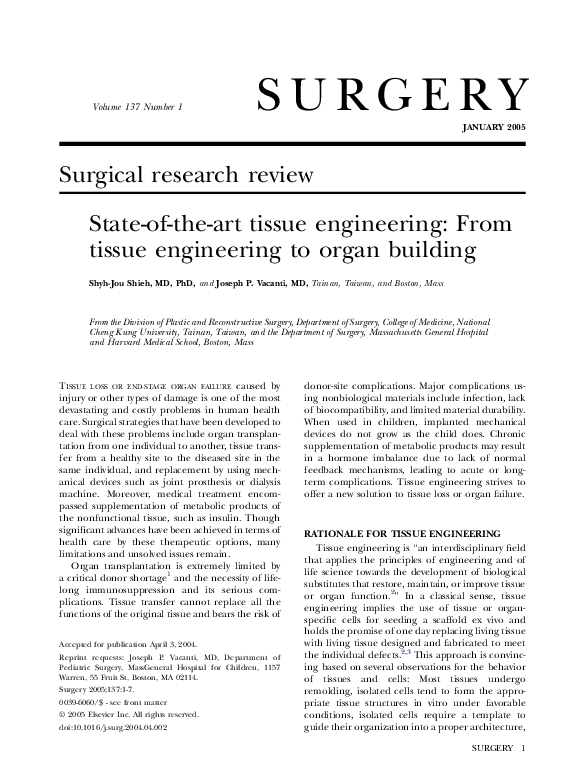 (PDF) State-of-the-art tissue engineering: from tissue engineering to ...