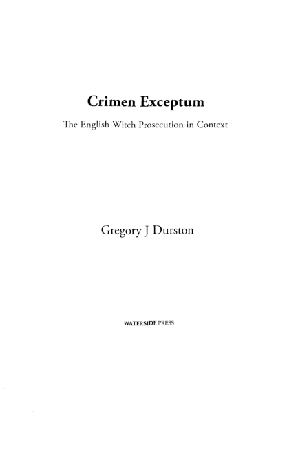 (PDF) Crimen Exceptum: the English witch prosecution in context ...