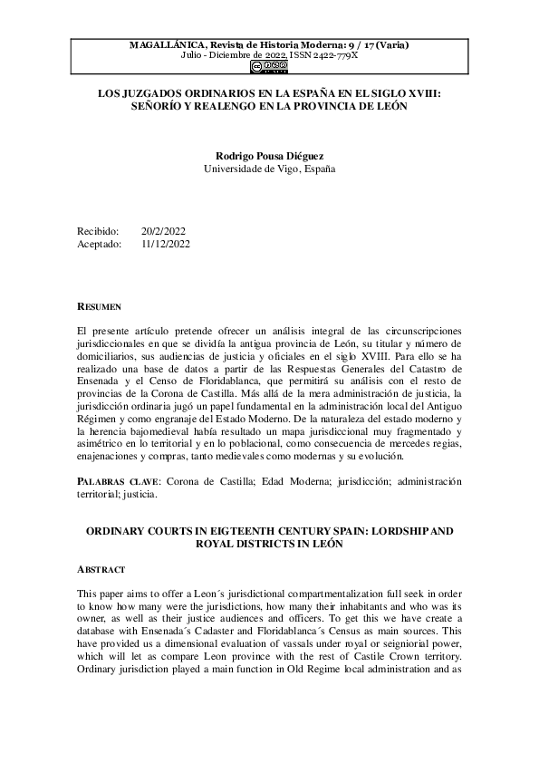(PDF) RODRIGO POUSA DIÉGUEZ: Los juzgados ordinarios en la España del ...